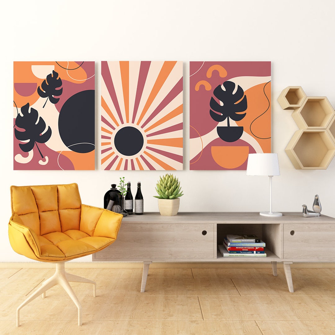 Organic Abstract Artwork, Sunburst Wall Art, Modern Chic Artwork ...