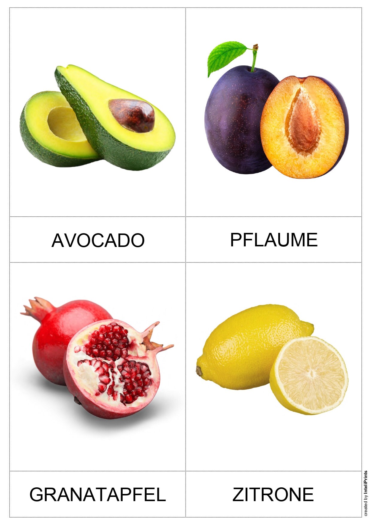 FRUITS Montessori · GERMAN · 40 Easy-to-cut Educational Cards · Real ...