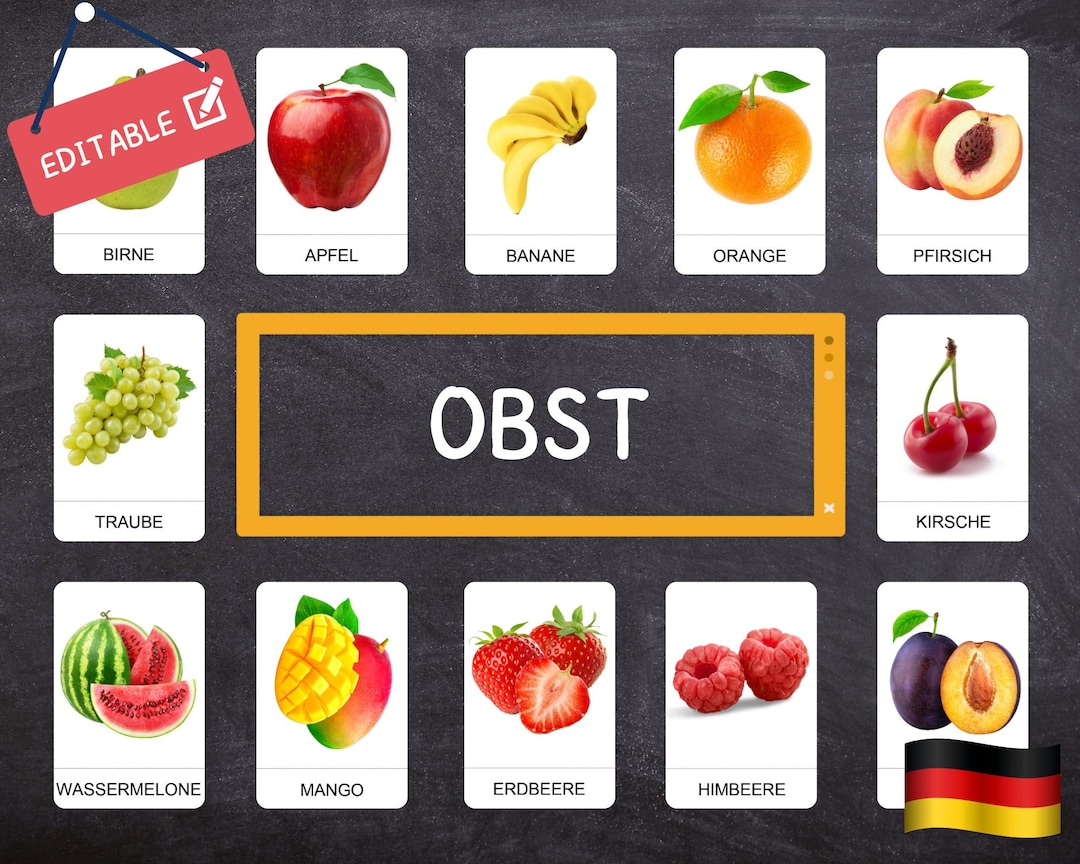 FRUITS Montessori · GERMAN · 40 Easy-to-cut Educational Cards · Real ...