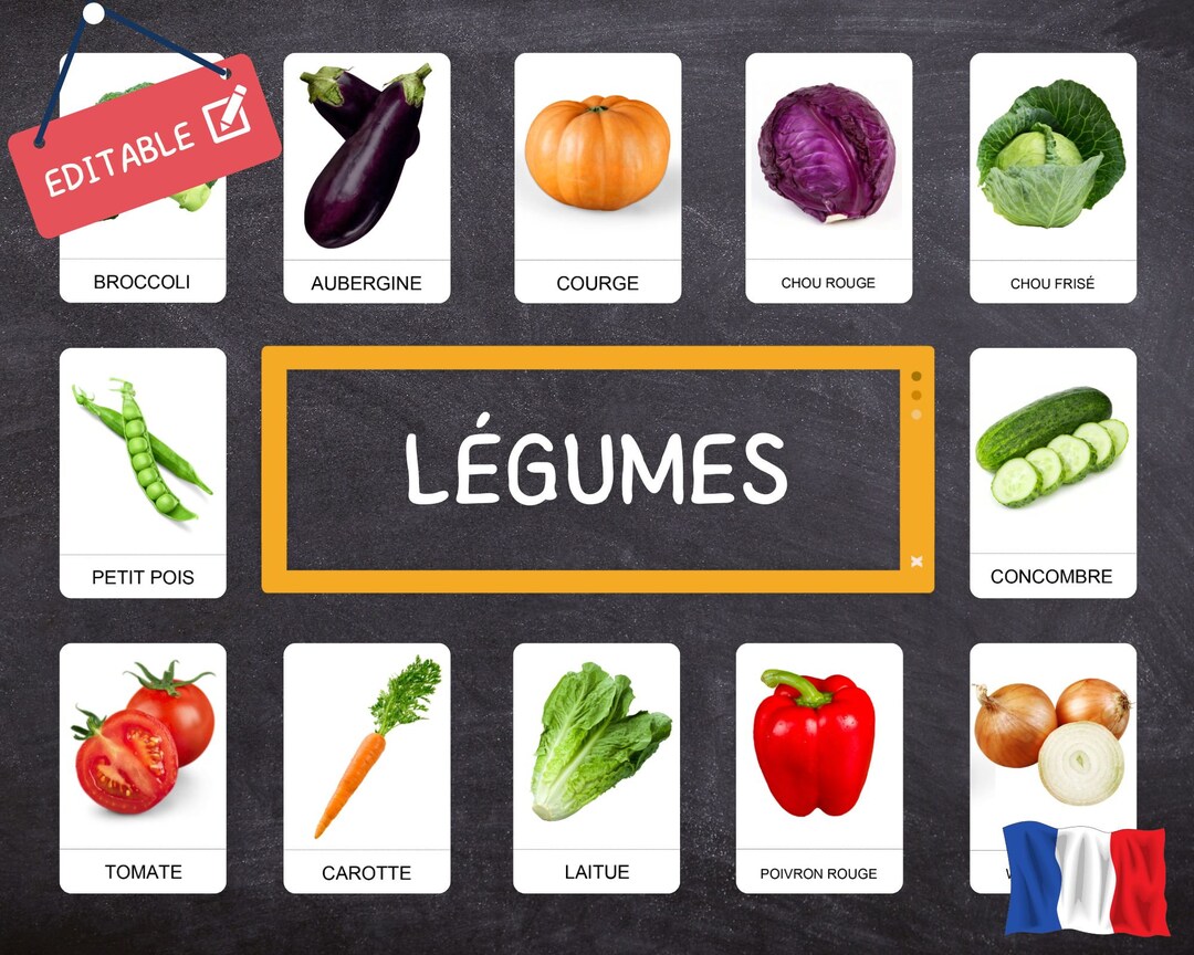 VEGETABLES Montessori · FRENCH · LÉGUMES · 40 Easy-to-cut Educational ...