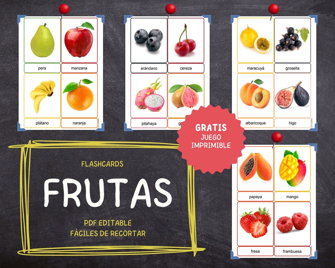 FRUTAS Montessori 40 tarjetas educativas fáciles de recortar Fotos ...
