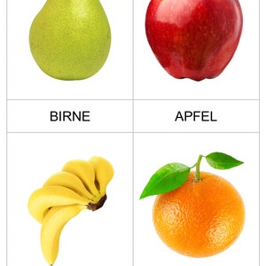 FRUITS Montessori · GERMAN · 40 Easy-to-cut Educational Cards · Real ...