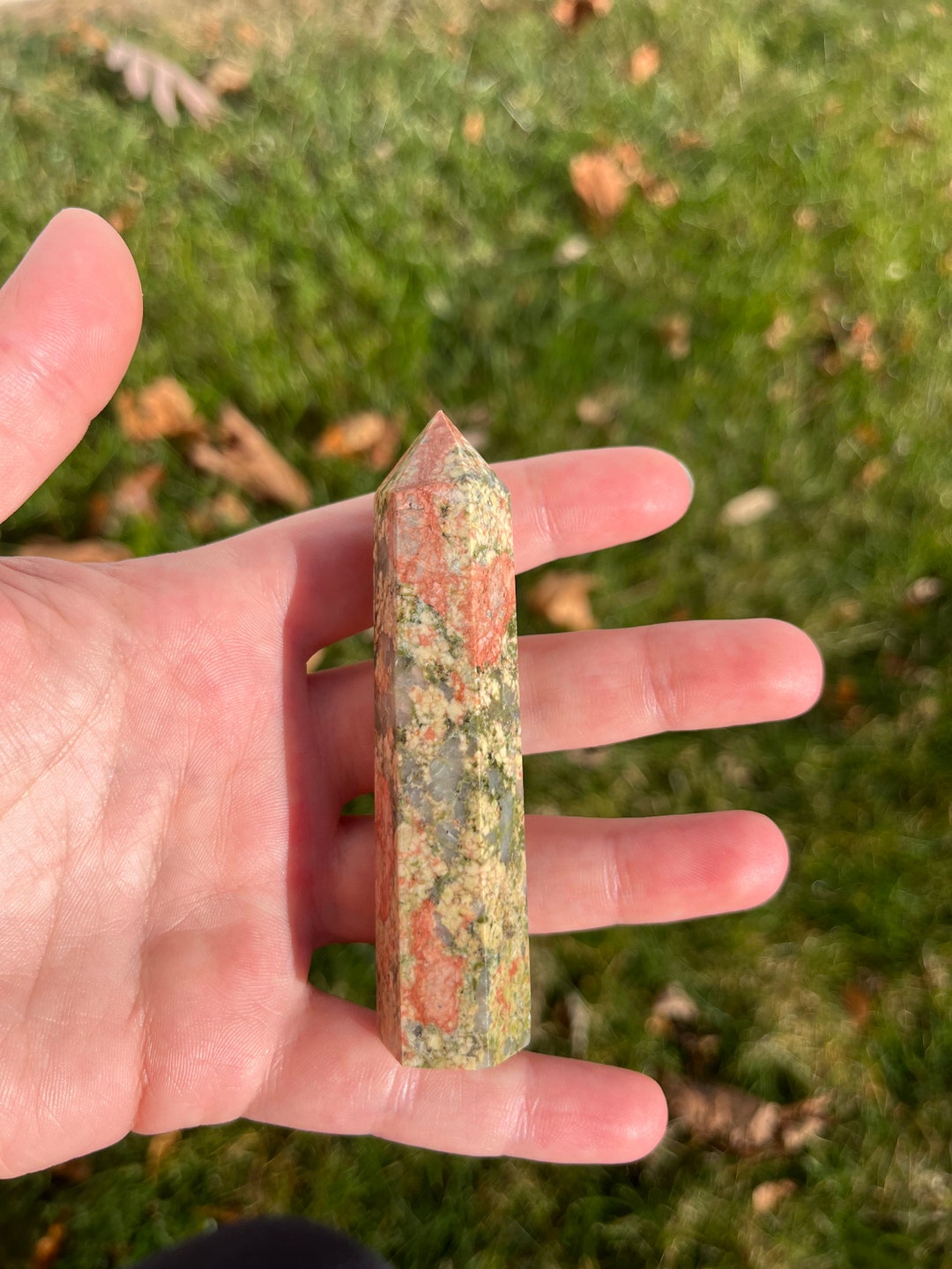 Unakite Jasper Crystal Tower Obelisk Wand - Etsy