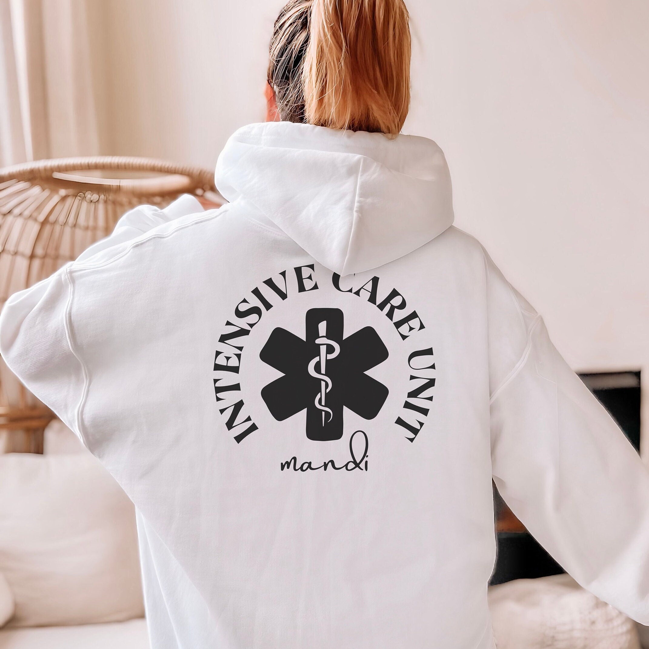 White ICU Nurse Jacket Personalized Nurse Zip up Nurse Uniform White ...