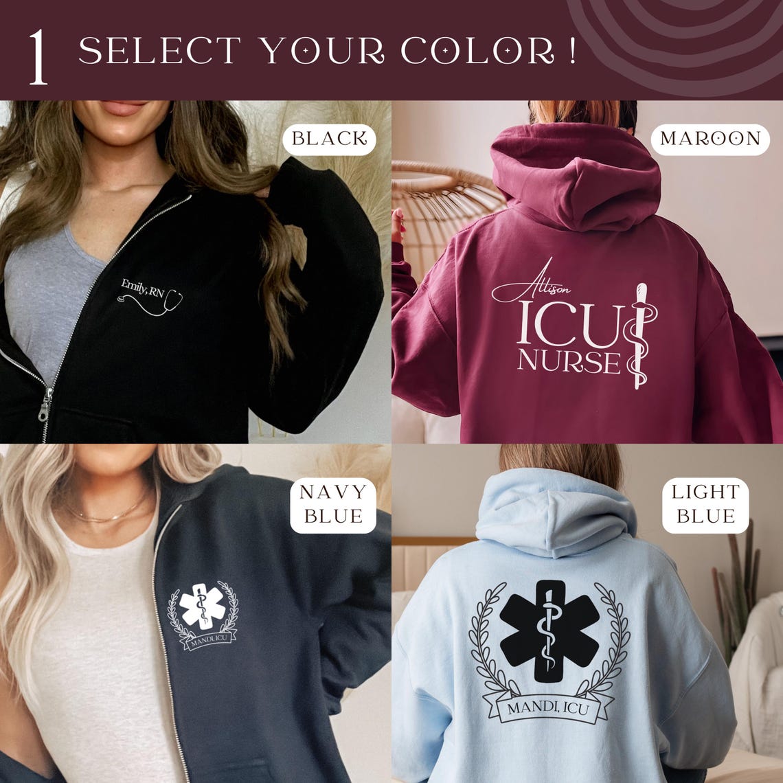 Full Zip Jacket Nurse Jacket ICU Nurse Sweatshirt Nursing Jacket ...