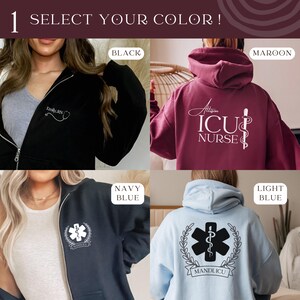 Full Zip Jacket Nurse Jacket ICU Nurse Sweatshirt Nursing Jacket ...