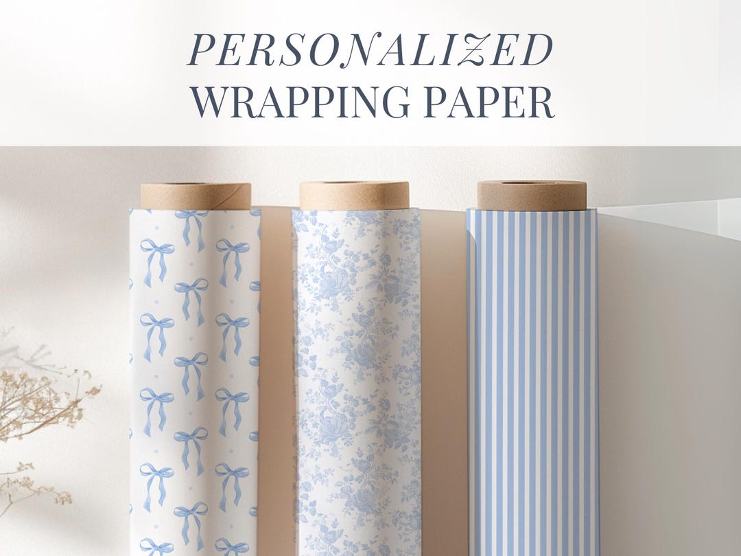 Personalized Blue Christmas Wrapping Paper With Name Luxury Wrapping ...
