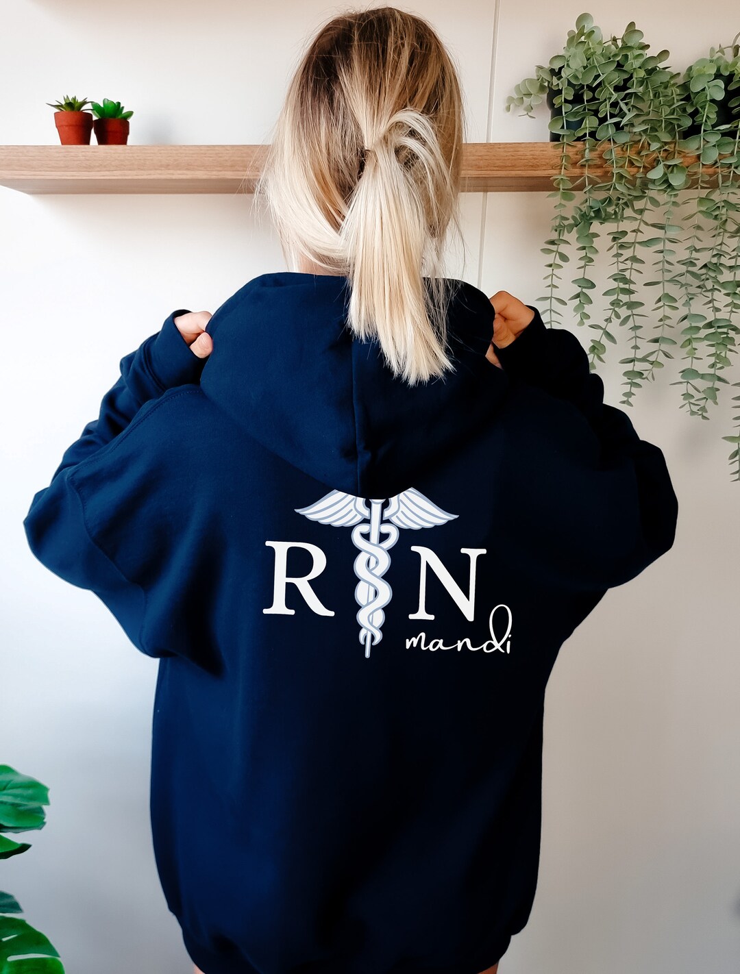 Navy Blue Nurse Jacket RN Zip up Nurse Hoodie Zip up Jacket Nursing ...