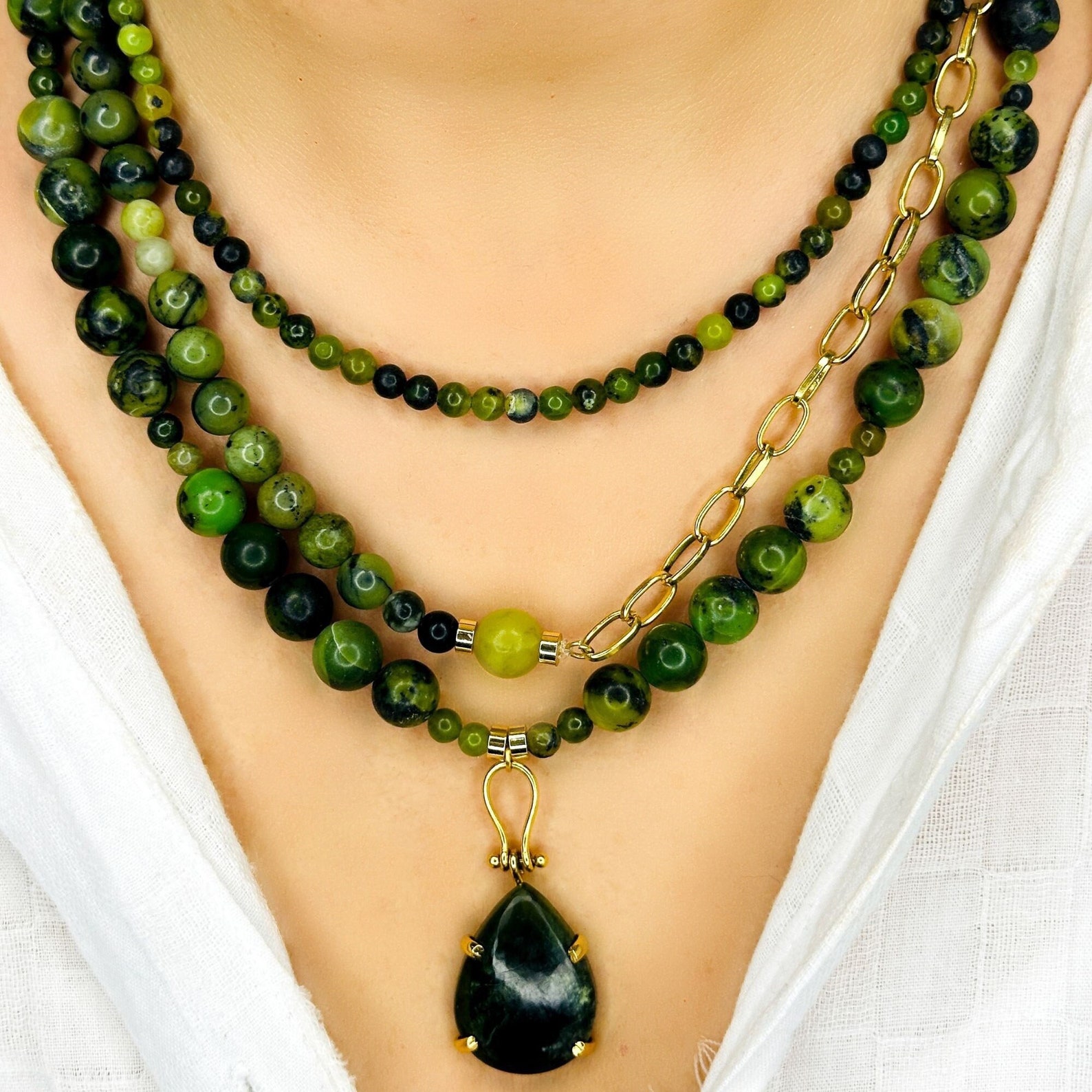 Handmade Green Jade Gemstone Necklace-genuine Jade Jewelry-personalized Jewelry-dainty Gift-real ...