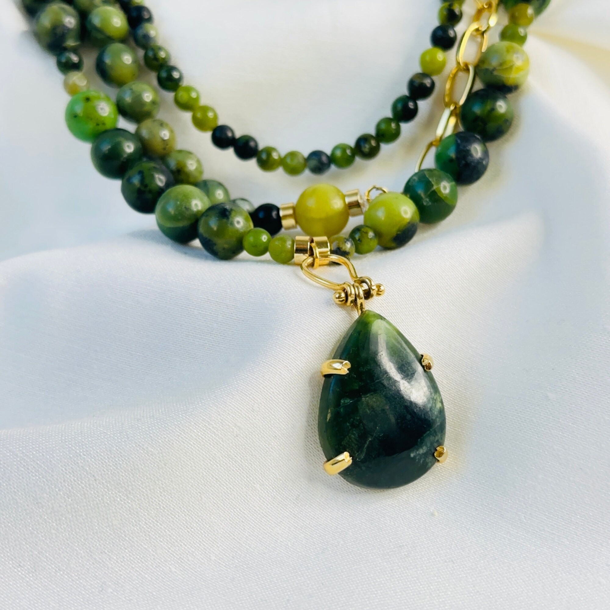 Handmade Green Jade Gemstone Necklace-genuine Jade Jewelry-personalized ...