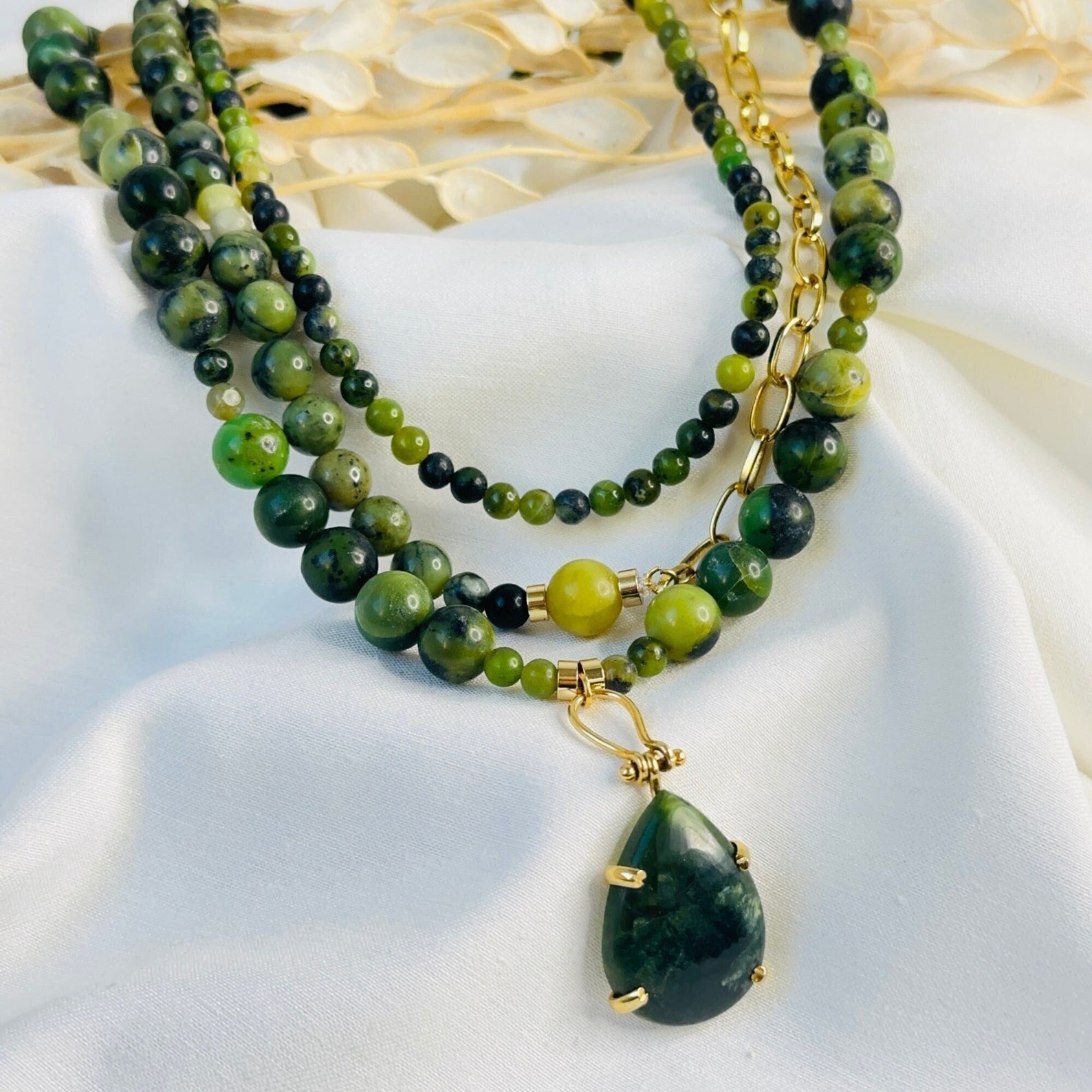 Handmade Green Jade Gemstone Necklace-genuine Jade Jewelry-personalized ...