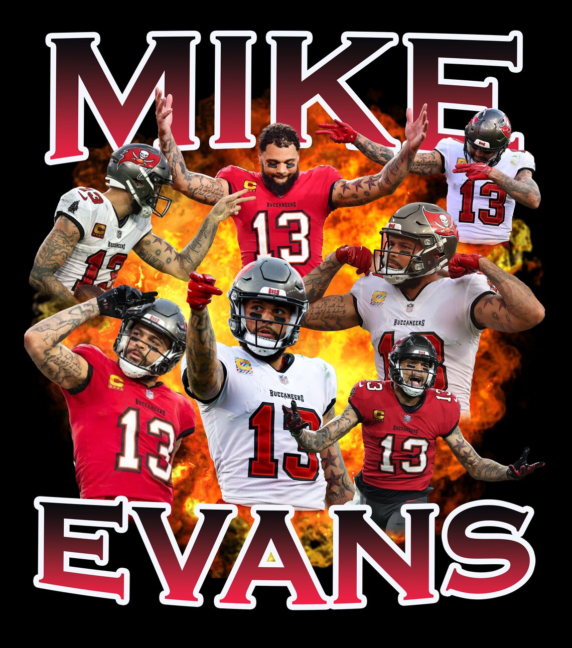 Mike Evans| T-shirt PNG | Bootleg T-shirt PNG | Printable Bootleg T ...