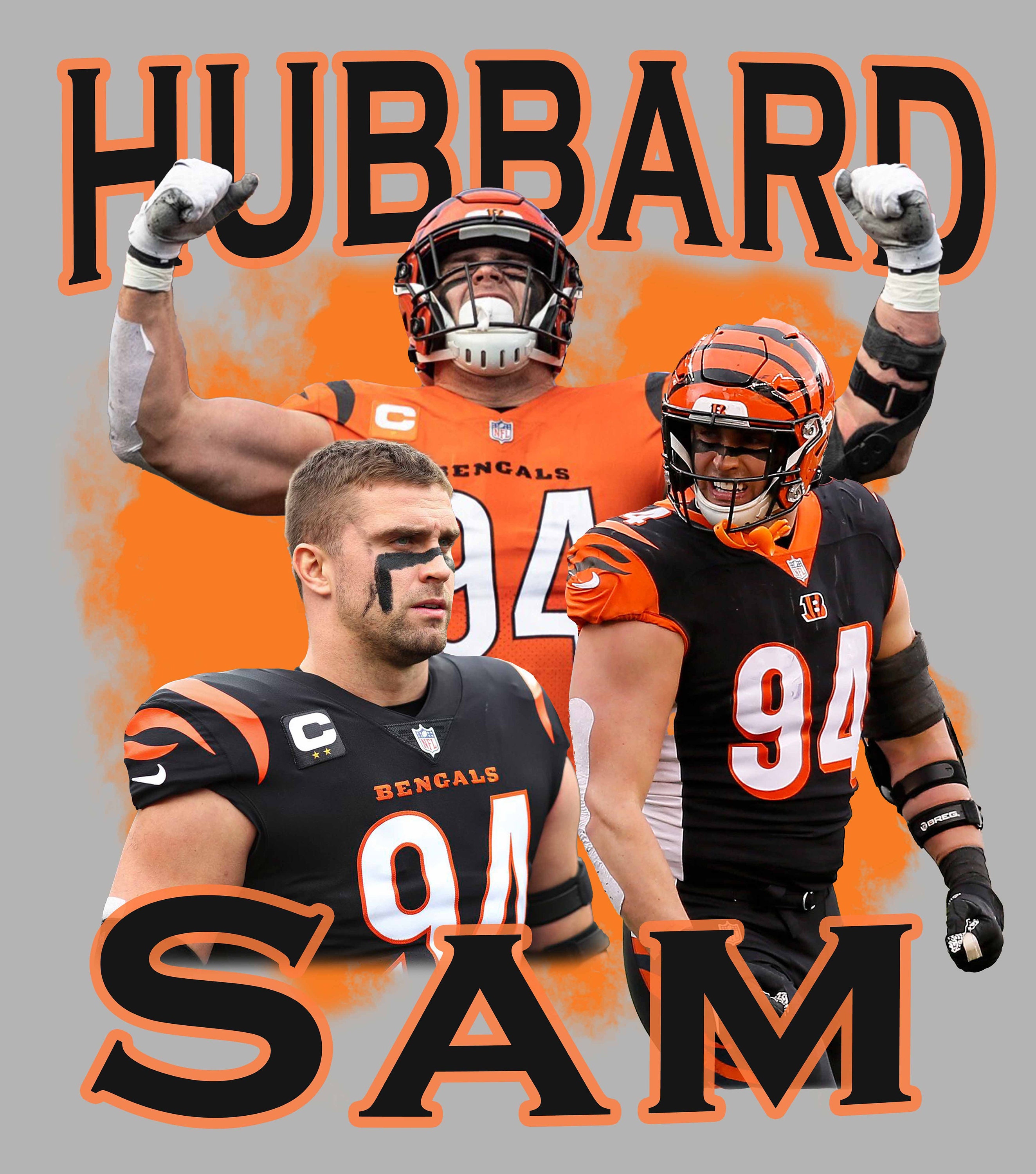 Sam Hubbard PNG Bengal PNG Printable Bootleg T-shirt Design Football ...