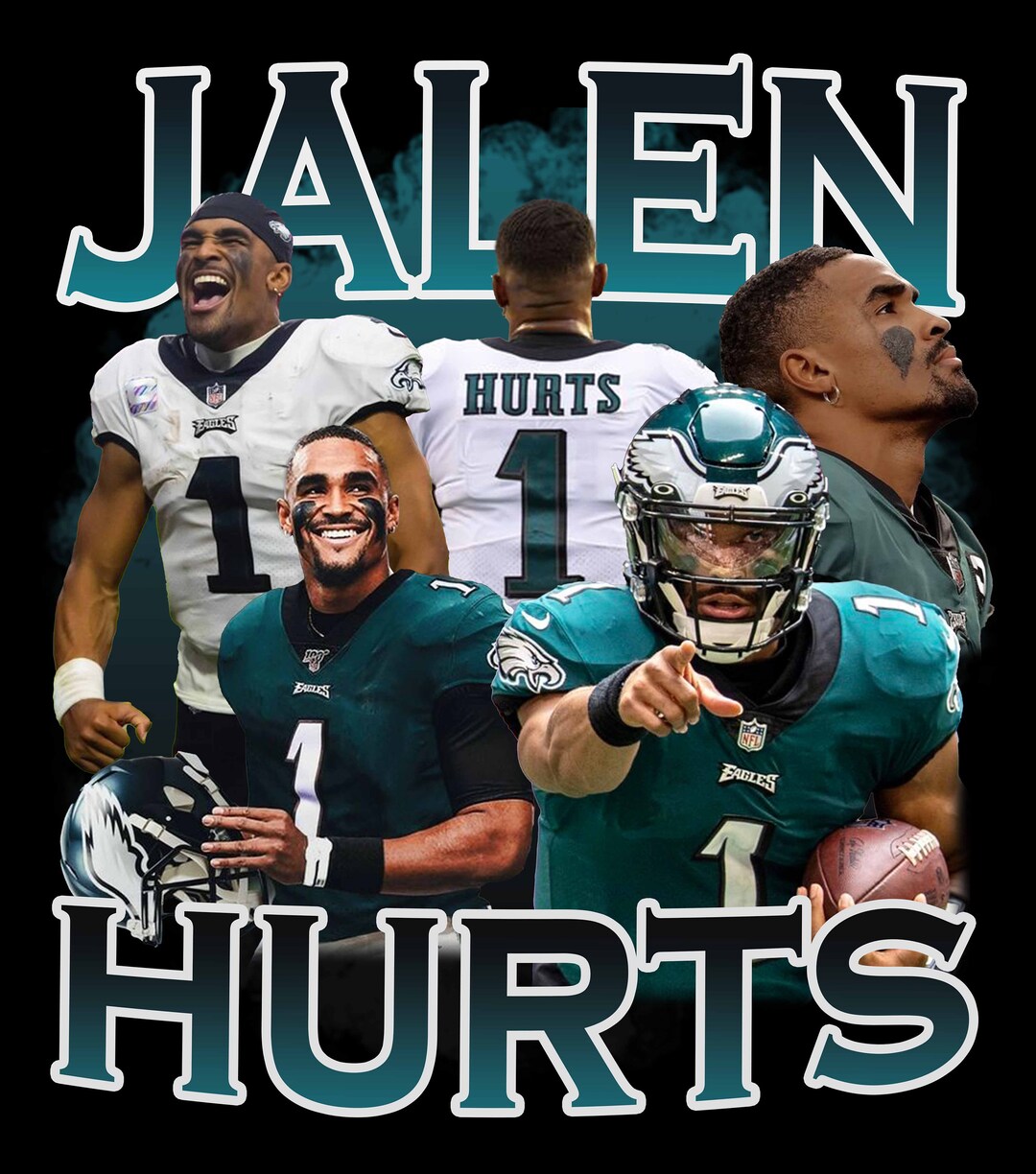 Jalen Hurts PNG T-shirt Design Downloadable File. for T-shirt Printing. for Dtg, Dtf ...