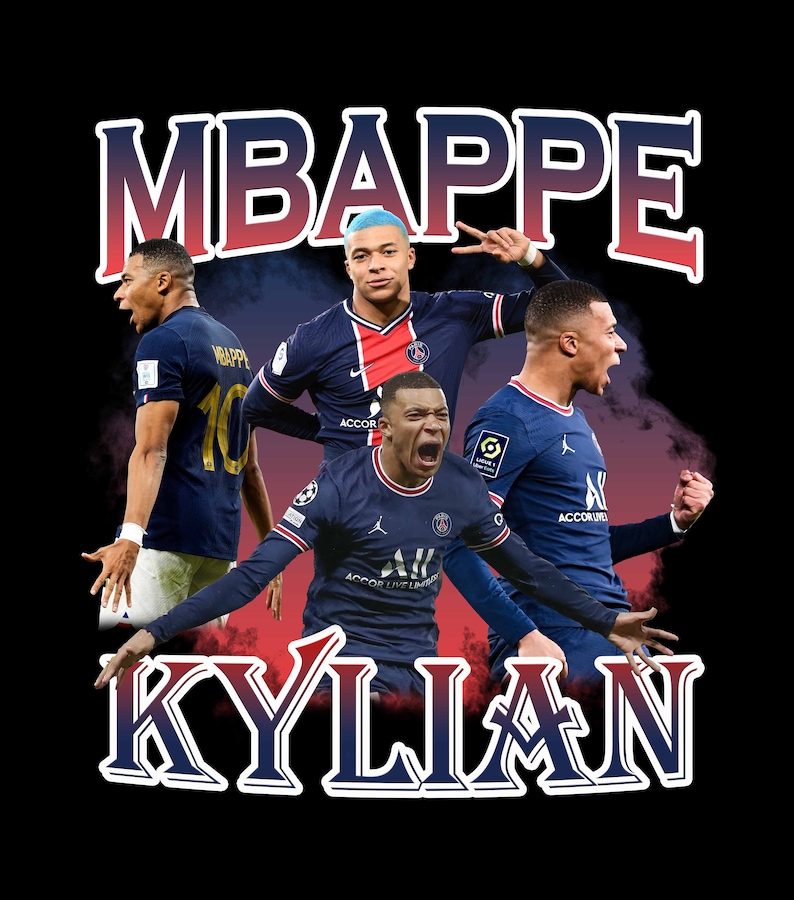 Kylian Mbappe | T-shirt PNG | Bootleg T-shirt PNG | Printable Bootleg T ...
