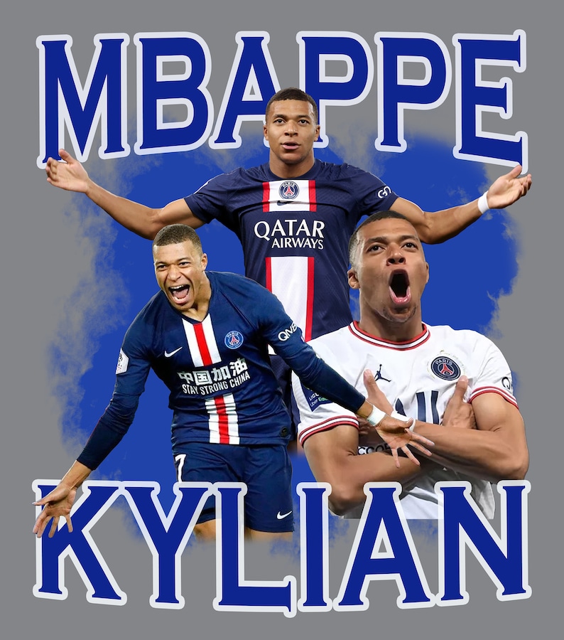 Kylian Mbappe | T-shirt PNG | Bootleg T-shirt PNG | Printable Bootleg T ...