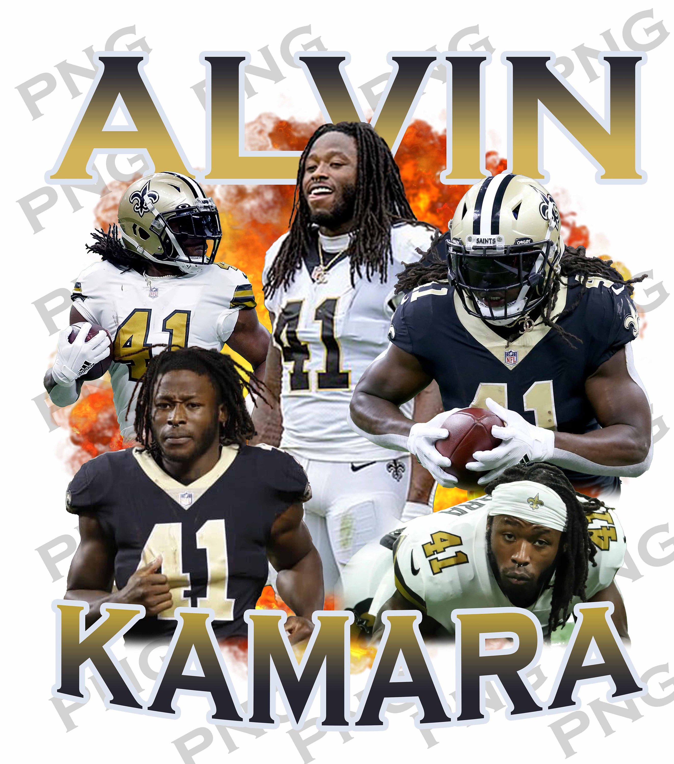 Alvin Kamara | T-shirt PNG | Bootleg T-shirt PNG | Printable Bootleg T-shirt Design | NO Saints ...