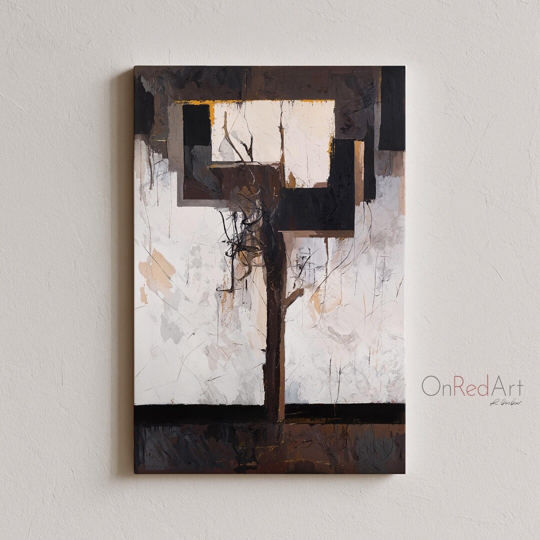 Abstract Tree Form – Modern Minimalist Earth-tone Painting Print ...