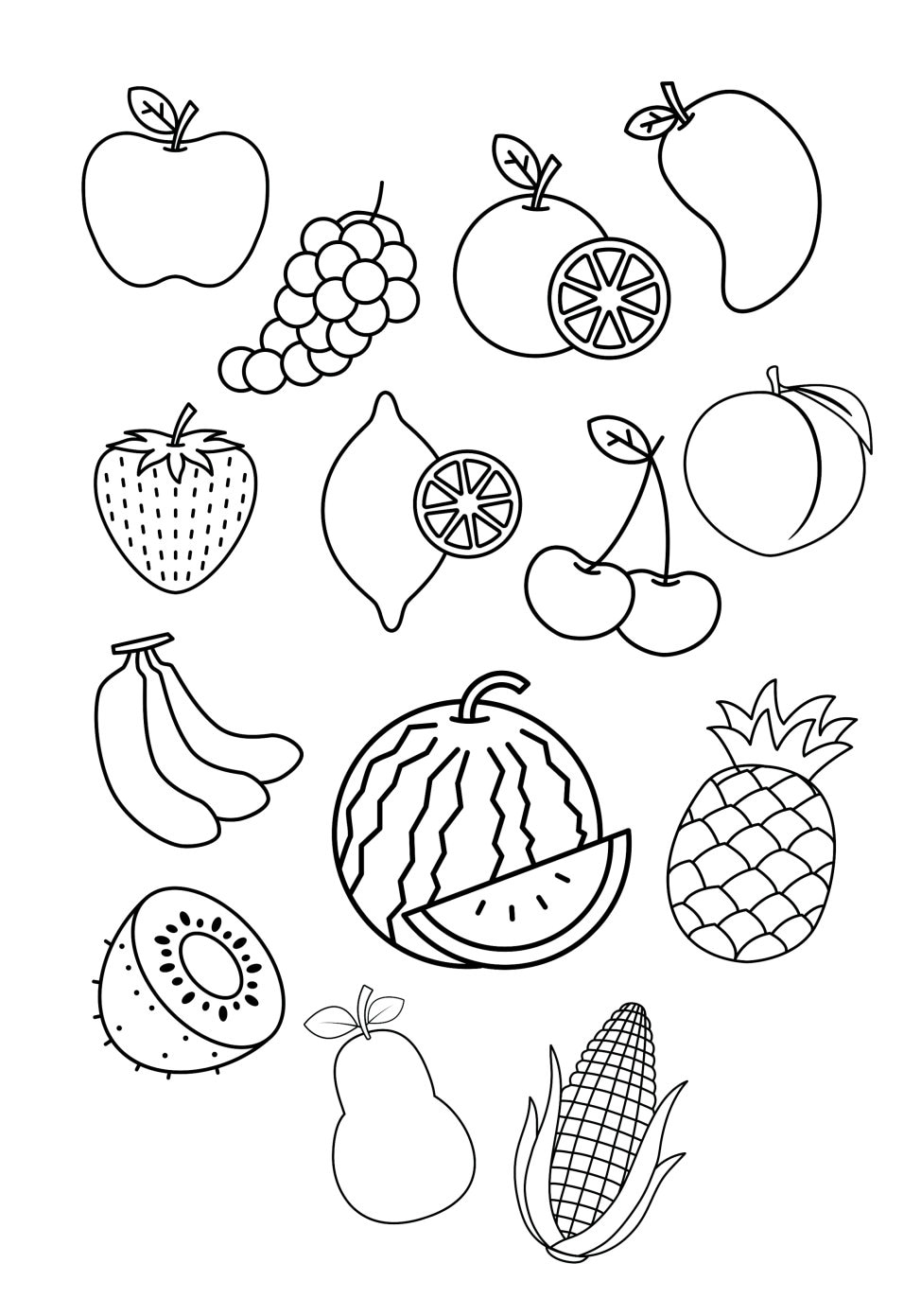 Coloring Activity for Kids Fruits and Veggies - Etsy