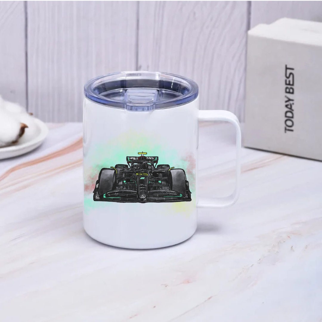 Formula 1 Mercedes F1 Coffee Mug With Lid: George Russell and Kimi ...