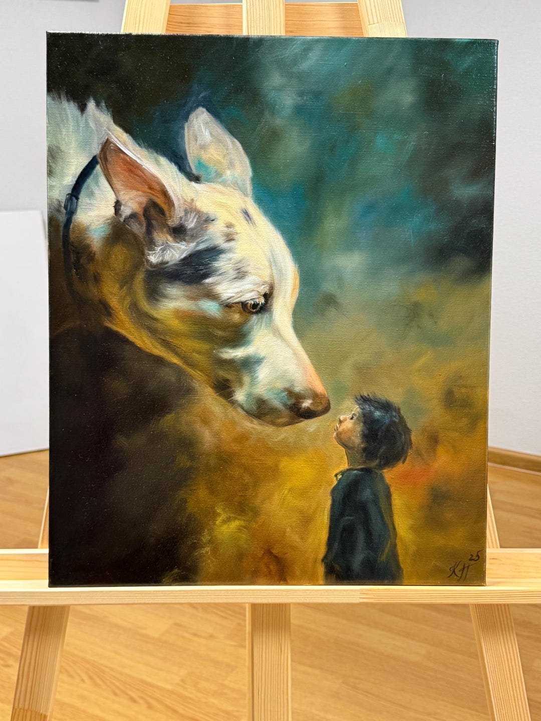 Original Oil Painting With Dog , Animal Art, Surrealist, Wall Decor (19 ...