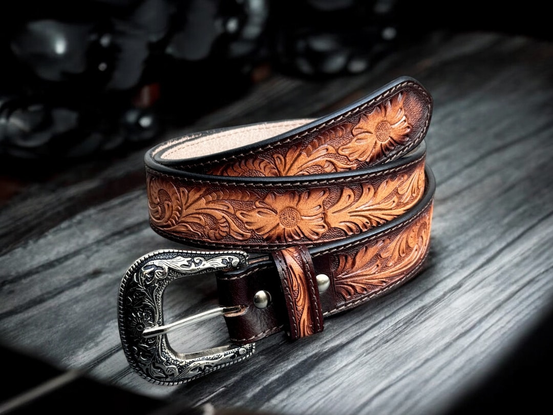 Western Full Grain Leather Belt Handmade Genuine Leather Belt ...