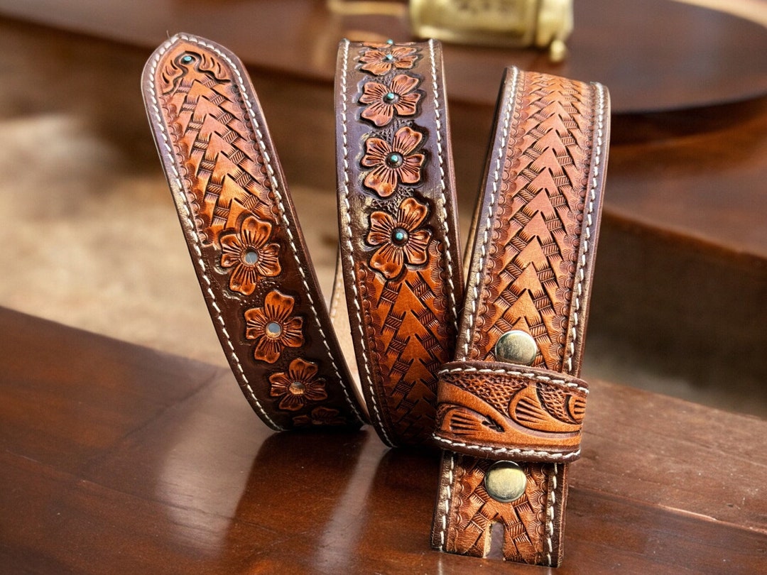 Handmade Men's Western Belt Genuine Full Grain Leather Heavy Duty ...