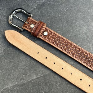 Handmade Western Engraved Embossed Leather Belt With Buckle Leather ...