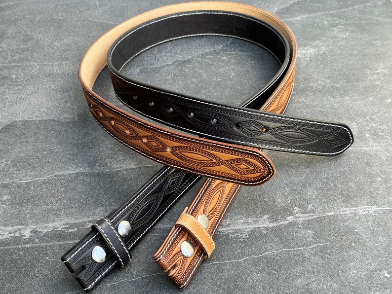 Western Men's Cowboy Strap Without Buckle Personalized Genuine Leather ...