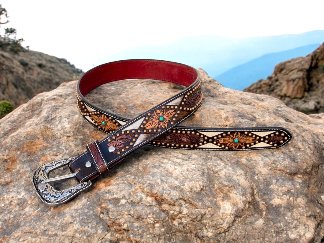 Cowhide Leather Belt for Men Women Genuine Cowhide Belts Real Hair-on ...