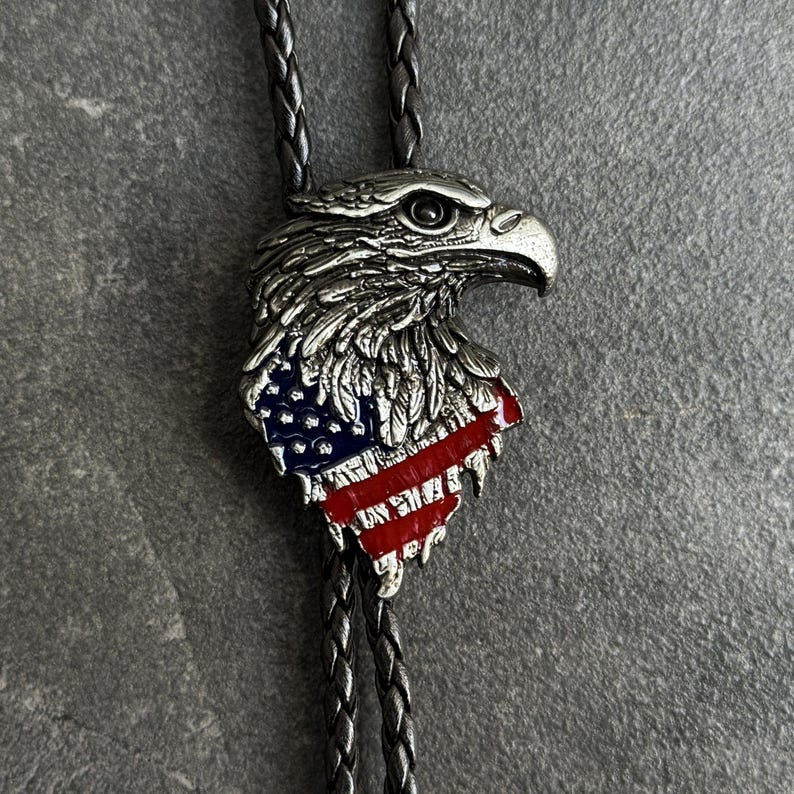 Personalized American Eagle Bolo Tie Patriotic Western Jewelry Men’s ...