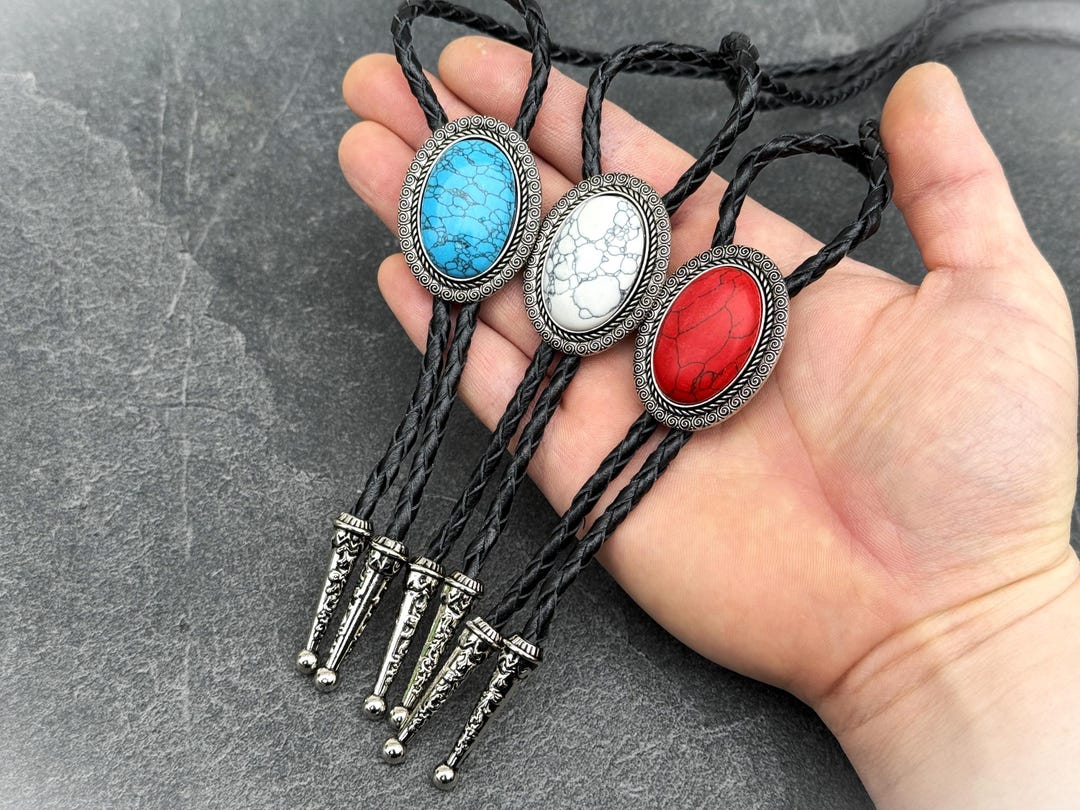 Personalized Western Cowboy Stone Bolo Tie for Men Women, Braided ...