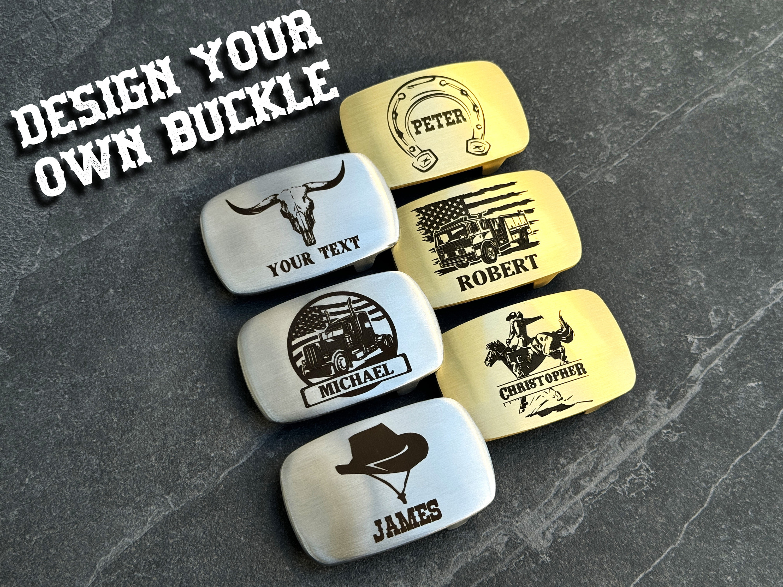 Custom Engraved Belt Buckle Personalized Western Cowboy Style Buckle ...