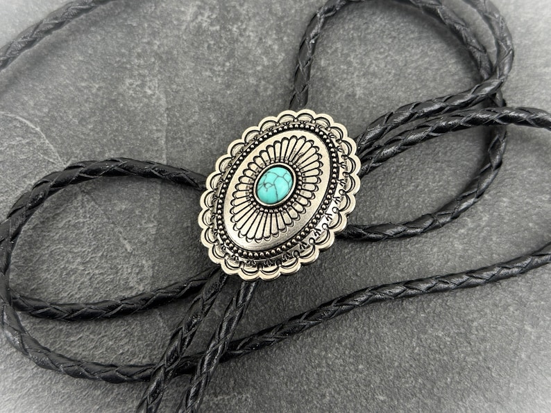 Turquoise Stone Bolo Tie Personalized Western Bolo Tie Western Necktie ...