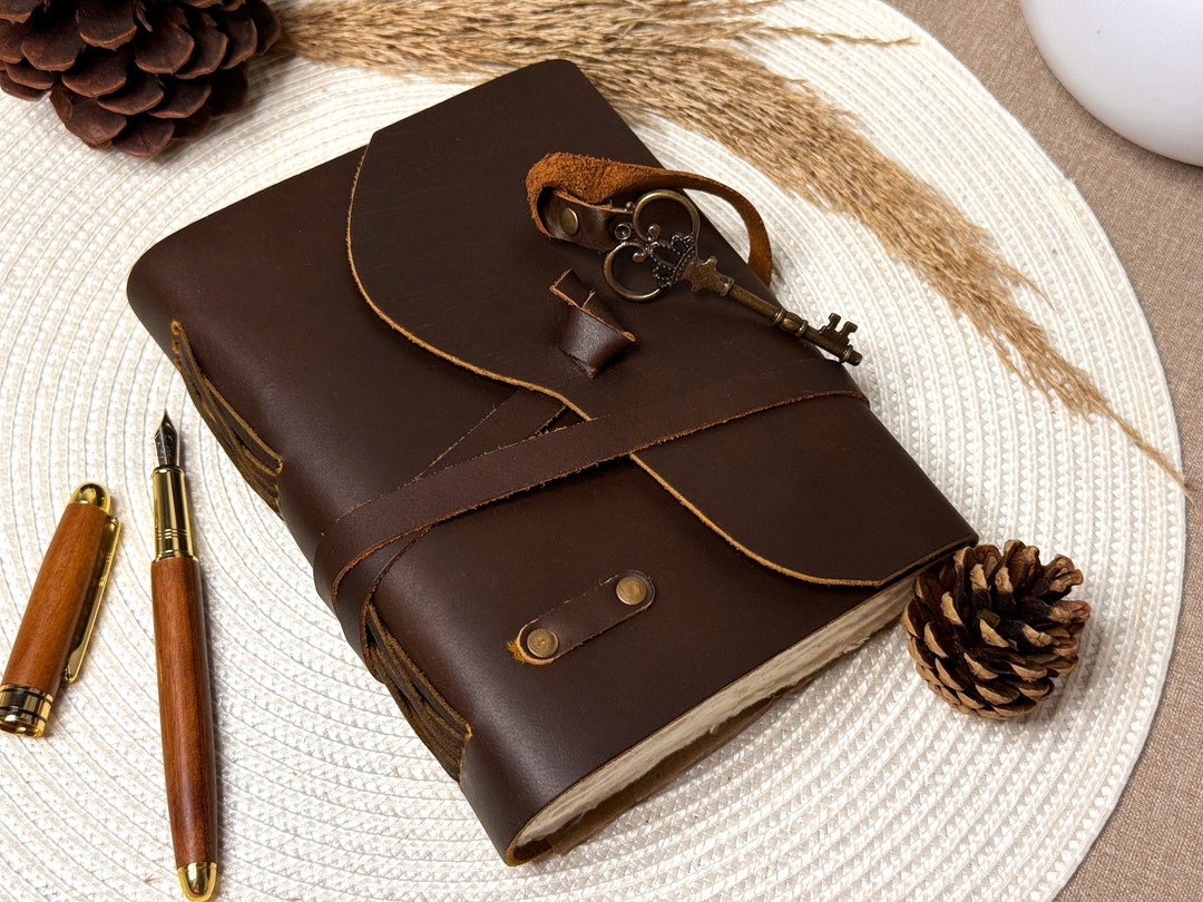 Vintage Handmade Leather Journal, Antique Handmade Leather Bound ...