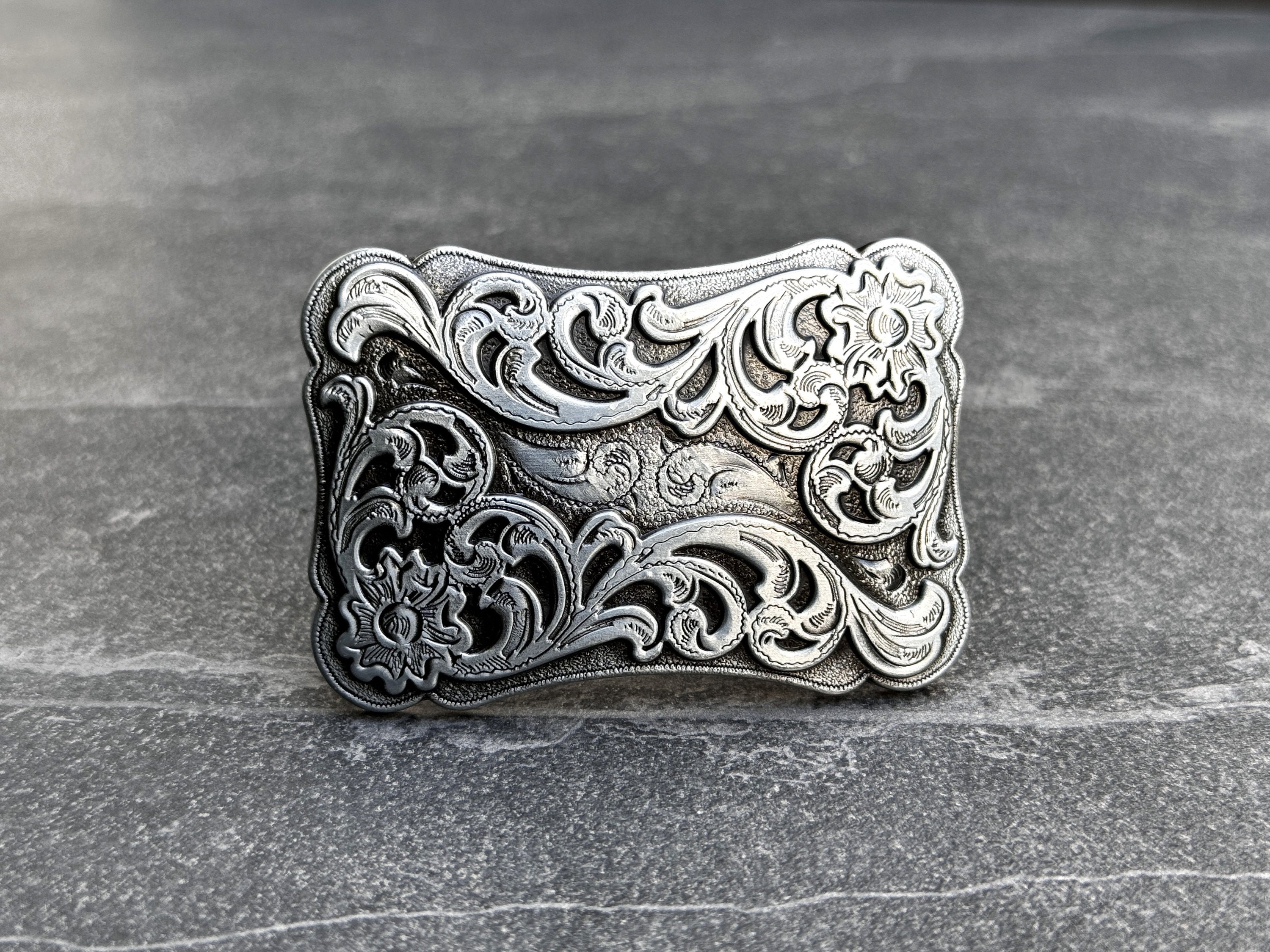Western Floral Belt Buckle Men's and Women's Cowboy Cowgirl Buckles ...