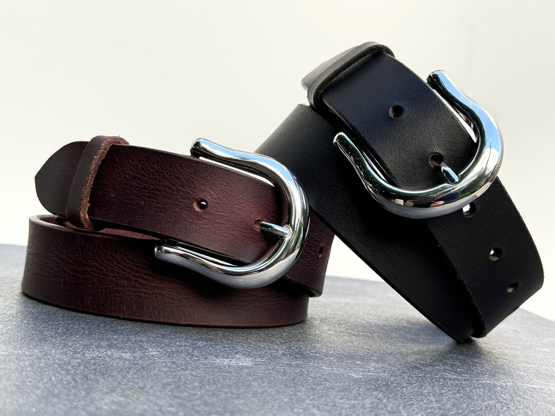 Full Grain Leather Belt Snap-on Buckle Personalized Handmade Men's ...