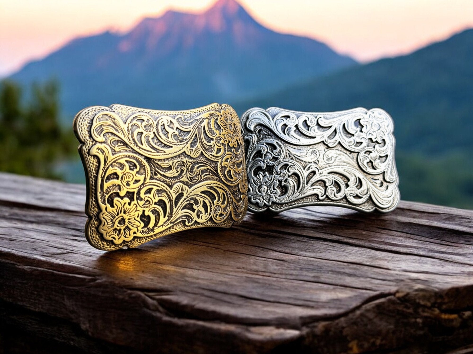 Western Floral Belt Buckle Men's and Women's Cowboy Cowgirl Buckles ...