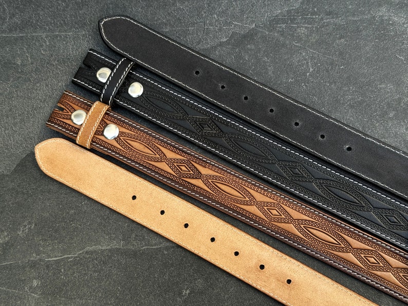 Western Men's Cowboy Strap Without Buckle Personalized Genuine Leather ...