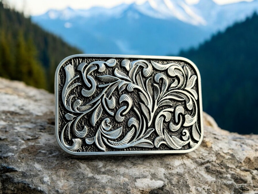 Western Floral Belt Buckle Cowboy Buckle Rodeo Floral Style Belt Buckle ...