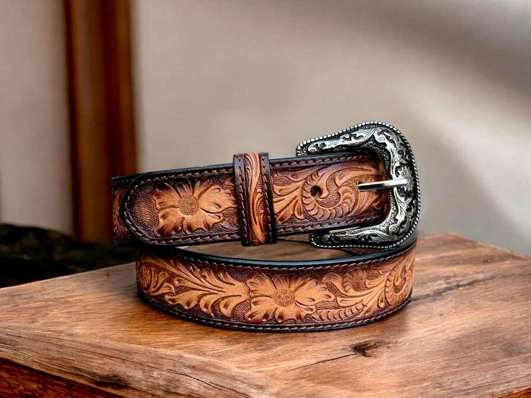 Western Full Grain Leather Belt Handmade Genuine Leather Belt ...