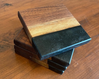 Set of 8 Walnut and Epoxy Coasters - Etsy