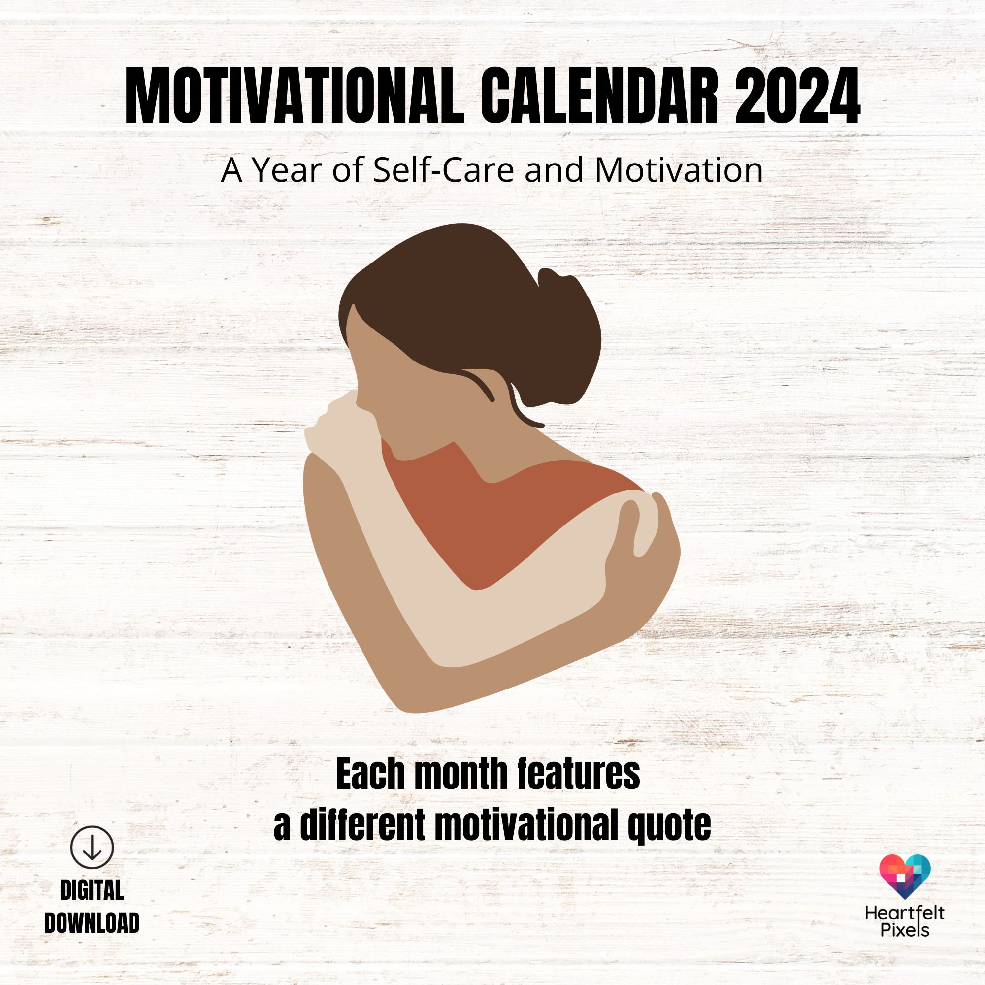 2024 Motivational Calendar | Printable File | Sunday & Monday Start ...