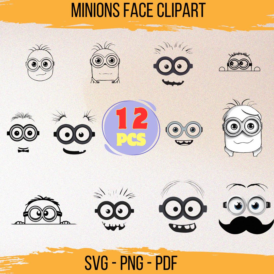 Minion Face SVG, PNG Set, Minions Face Clipart, Minion Eyes SVG, Minion ...