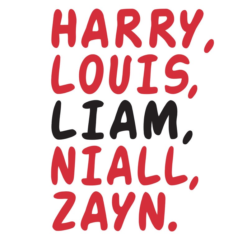 Memorial One Direction Names Liam Payne Tribute Png - Etsy