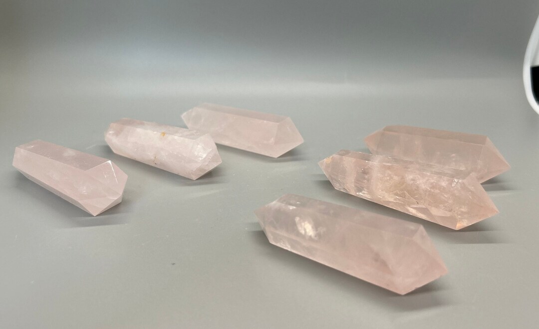 Double Terminated Rose Quartz Points With Rainbows DT Rose Quartz Rose ...