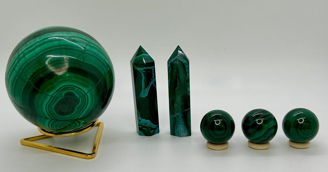 Large Malachite Sphere Small Malachite Mini Malachite Malacolla Tower ...