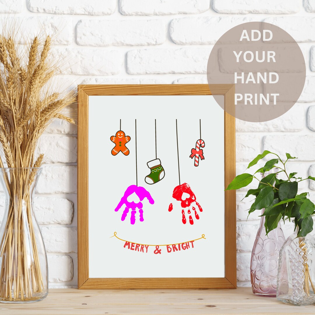 Set of 5 Merry Christmas Handprint Art Christmas Preschool Craft ...