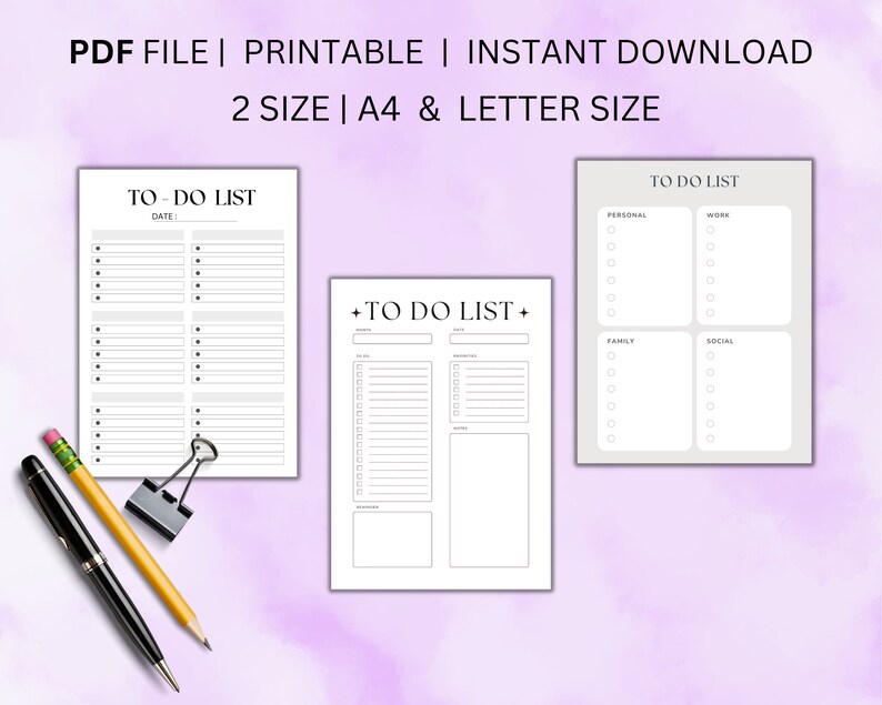 5 Types TO-DO-LIST Task List Personal Analog Assistant Task List ...