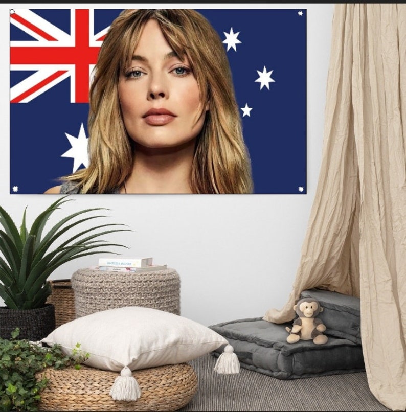 Margot Robbie Flag Australia Tapestry 90x150 Cm Limited Edition By 1179